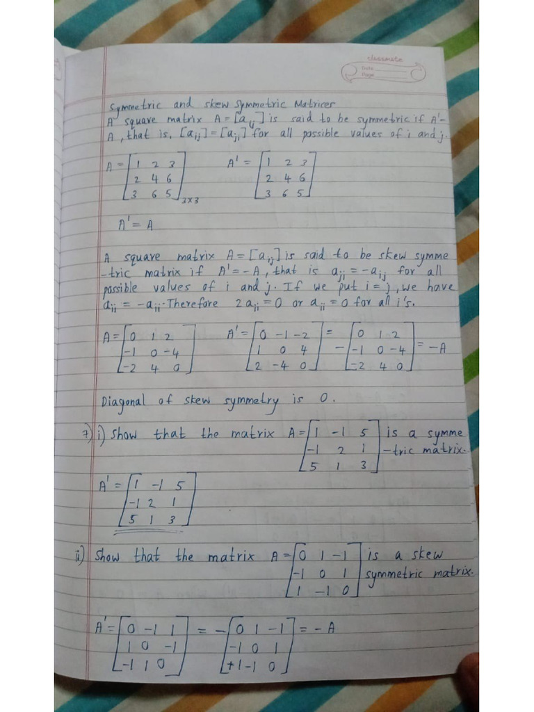 Maths Matrices notes | PDF