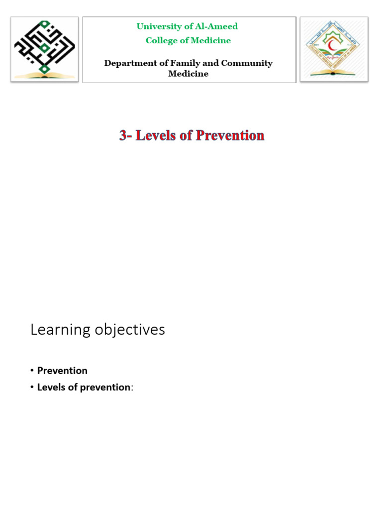 3-Levels of Prevention | PDF | Preventive Healthcare | Health Promotion