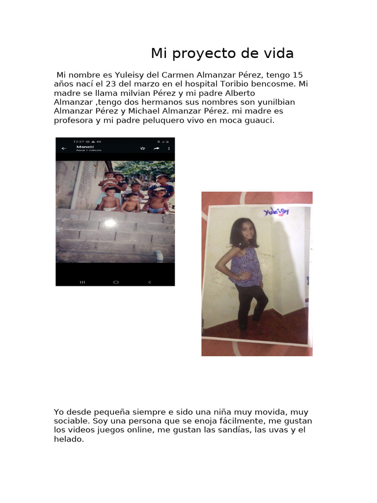 Miproyecto de Vida Yuleisy Del Carmen Almanzar Perez | PDF | Las emociones | Ansiedad