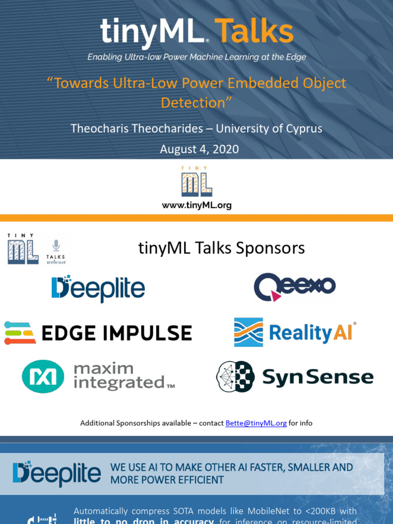 TinyML Talks Theocharis Theocharides 200804 | PDF | Deep Learning | Computer Vision