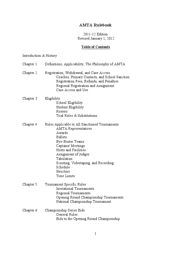 AMTA Rulebook | PDF | Graduate School | Students