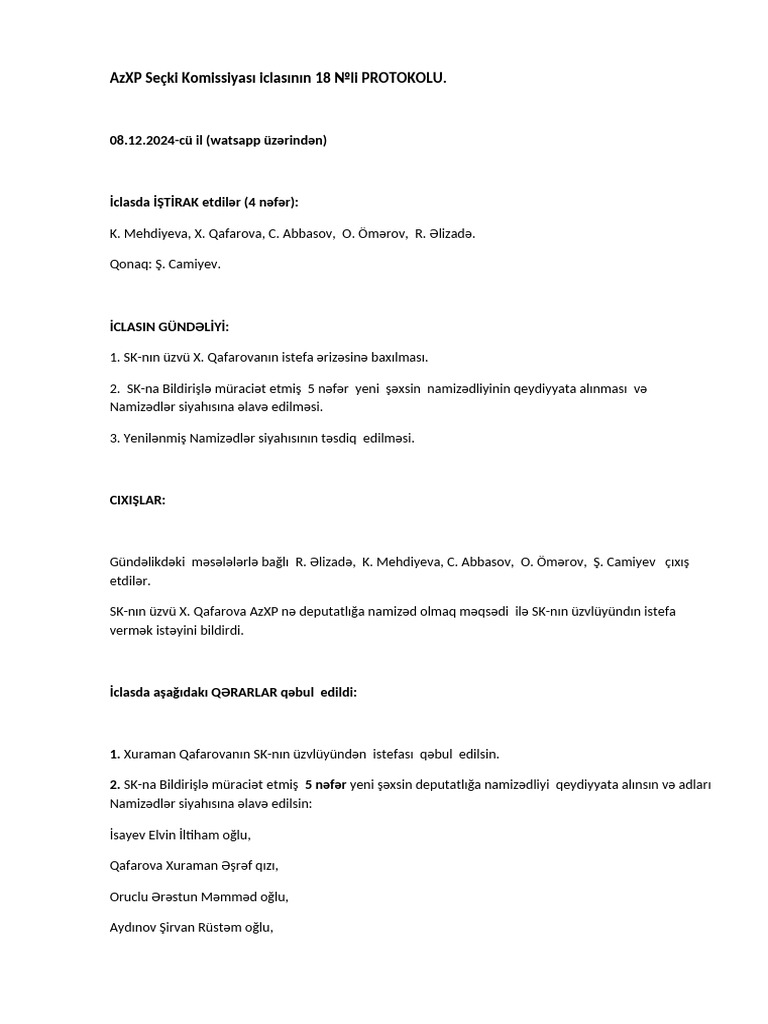 AzXP SK Iclası 18 Li Protokolu | PDF