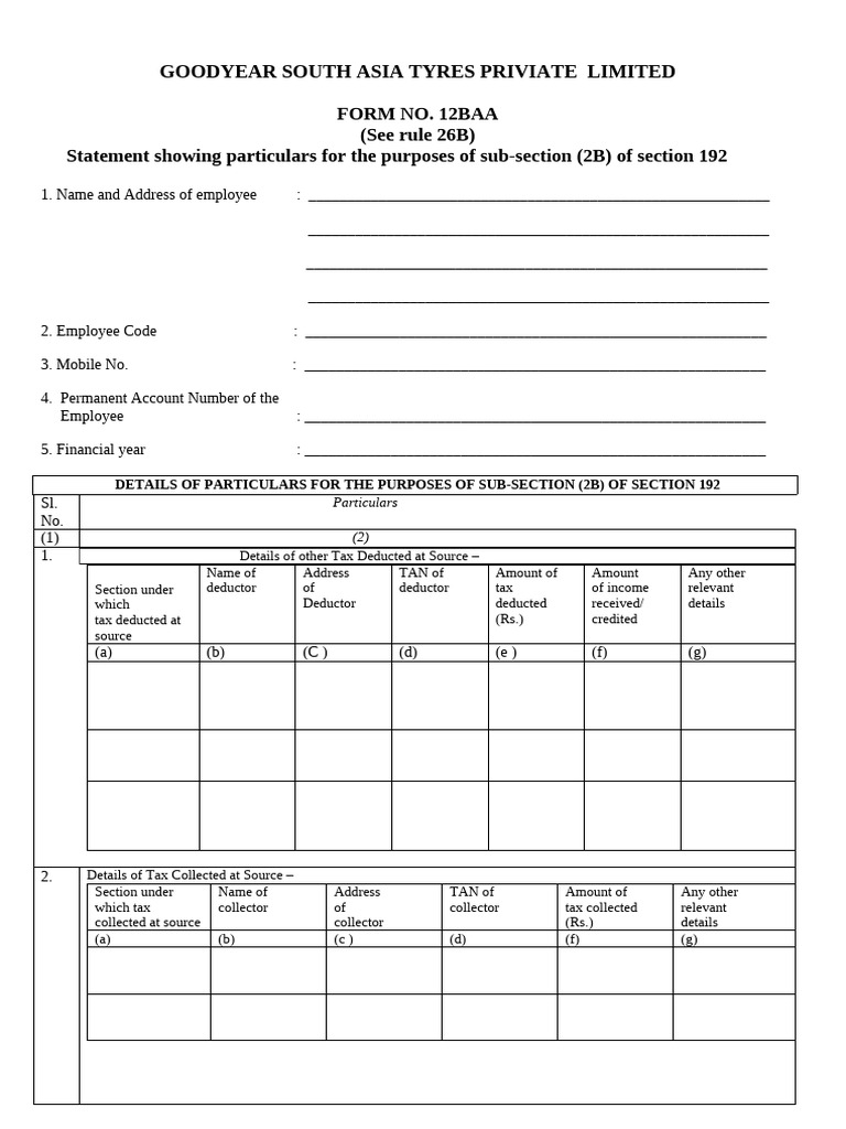 Investment Declaration FY 2024-2025 (FORM NO.12BAA) | PDF | Taxes ...