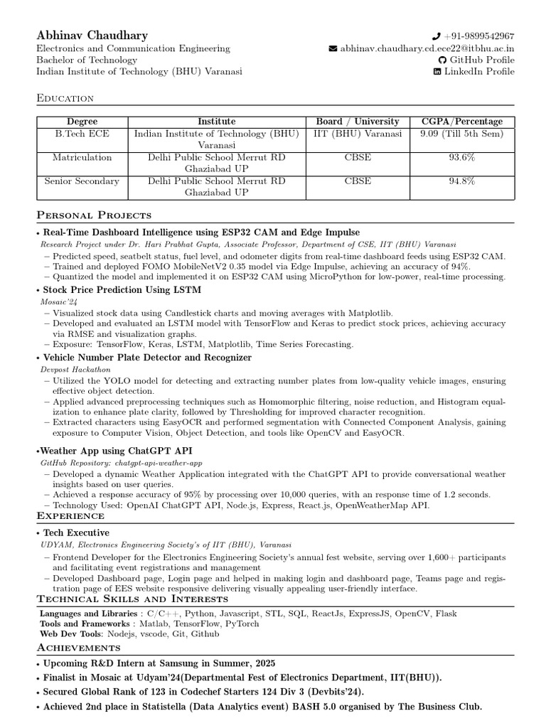 My Resume Pdf Computing
