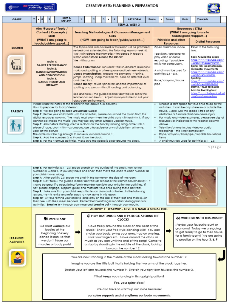 Grade 7 Dance Lesson Plan | PDF | Foot