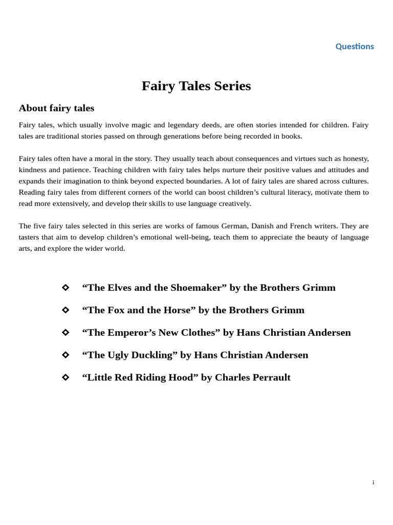 Fairy Tales: The Emperor's New Clothes | PDF | Fairy Tales | Hans ...