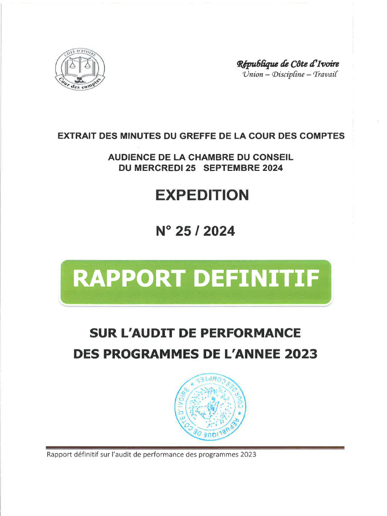 Rapport D'audit de Performance | PDF