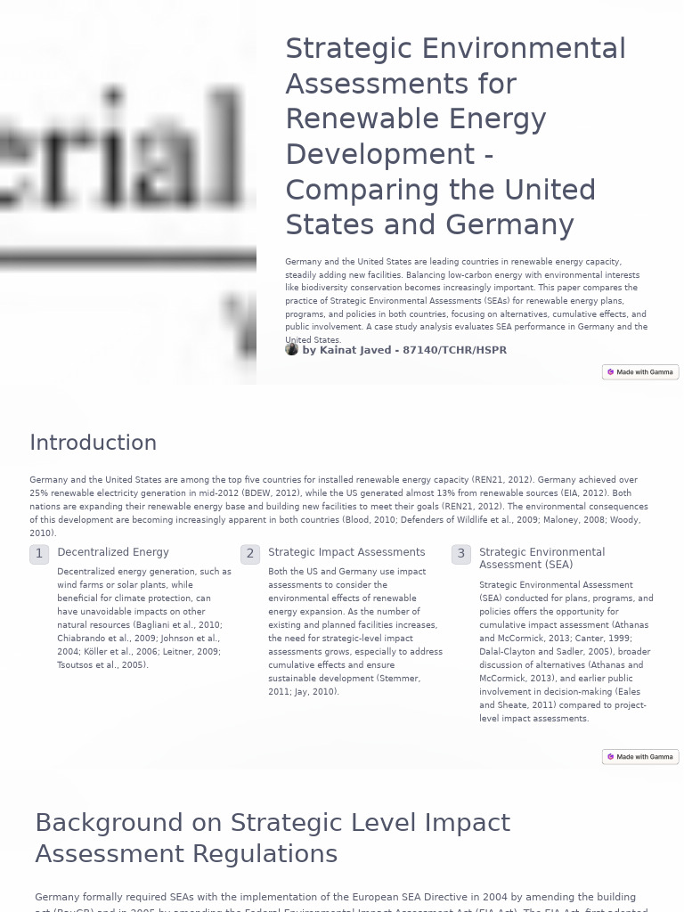 Strategic Environmental Assessments For Renewable Energy Development ...