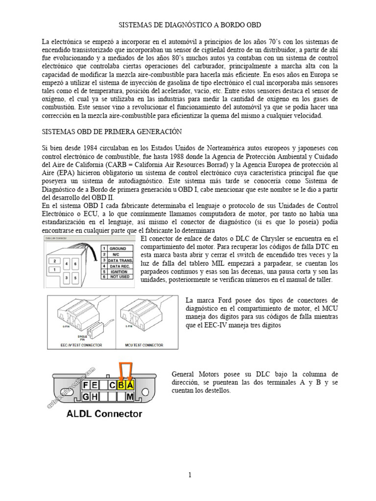 Sistema OBD I Y II | PDF | Inyección de combustible | Vehículos