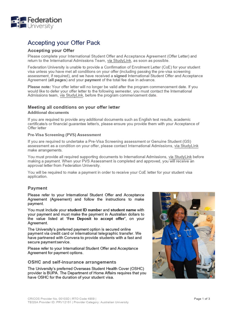 International Student Offer Acceptance Guide | PDF | Payments | Visa Inc.