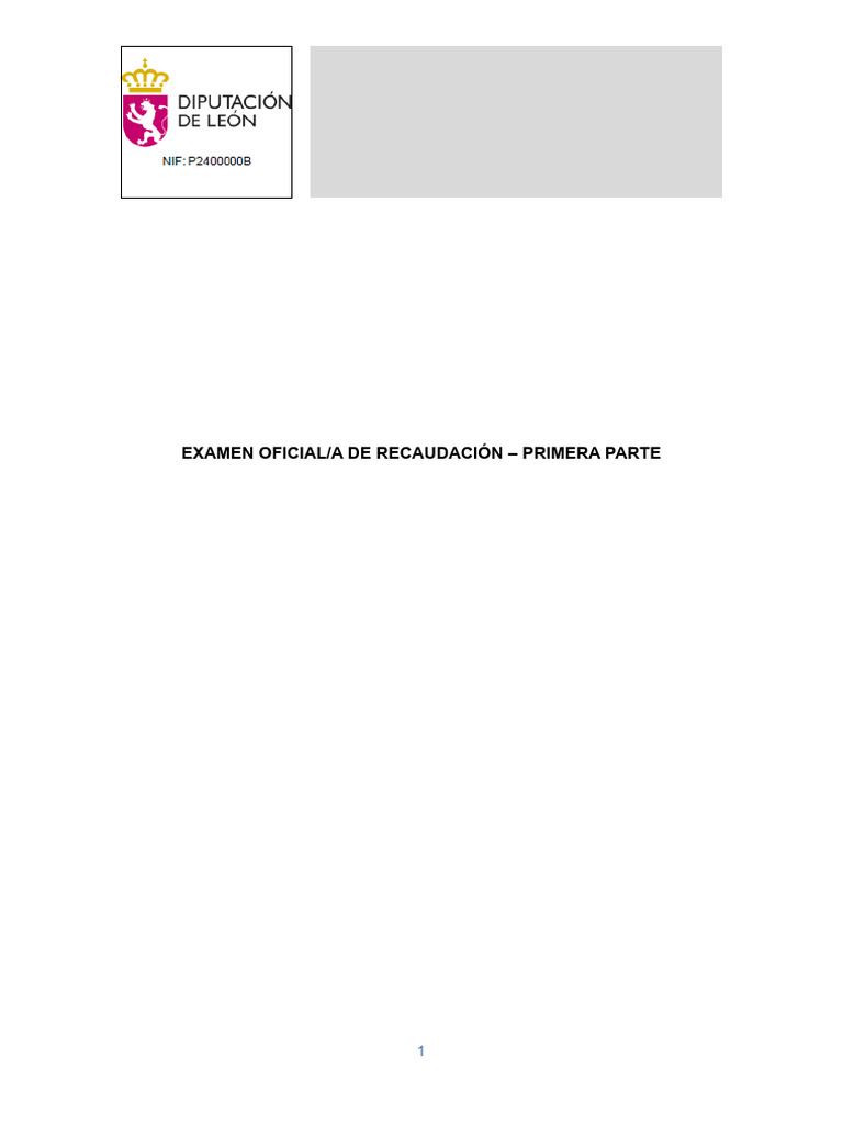 EXAMEN OFICIAL/A DE RECAUDACIÓN Diputación de León | PDF | Subasta | Impuestos