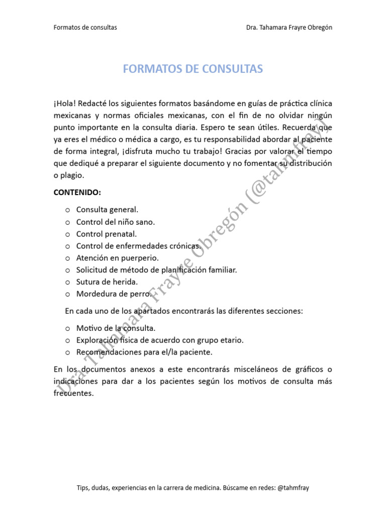 Formatos de Consulta Médica Esenciales | PDF | El embarazo | Dieta
