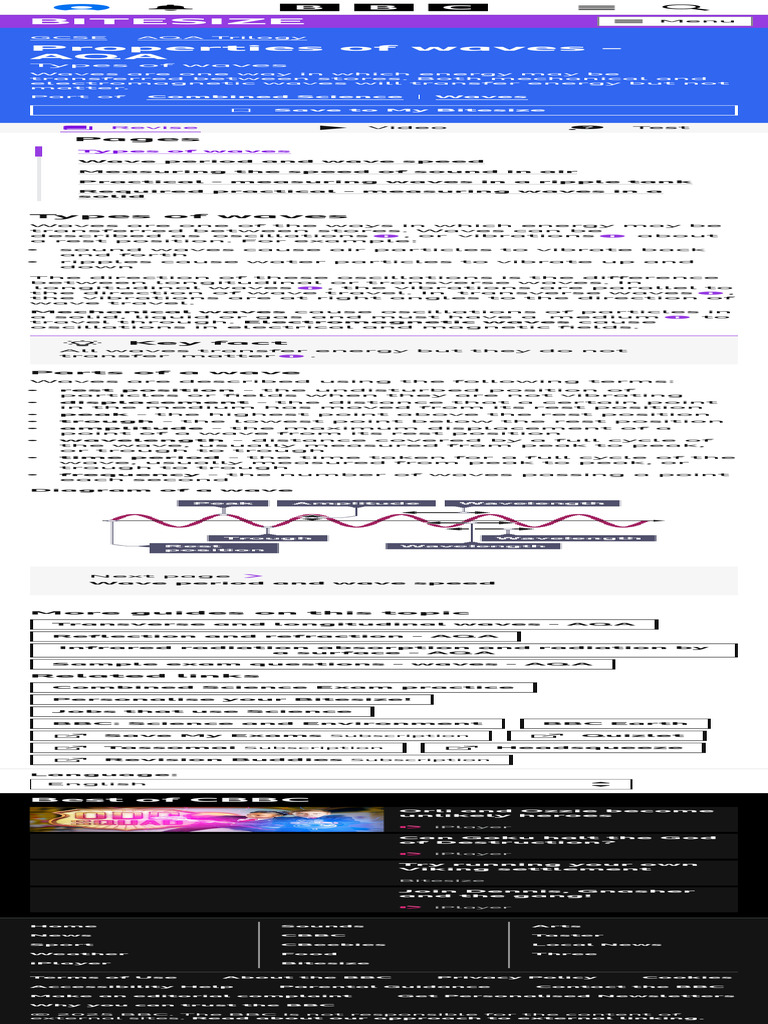 Types of Waves - Properties of Waves - AQA - GCSE Combined Science ...