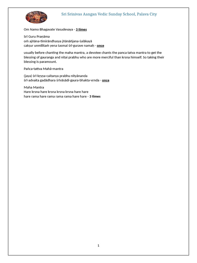 Vedic Chanting Guide for Sunday School | PDF