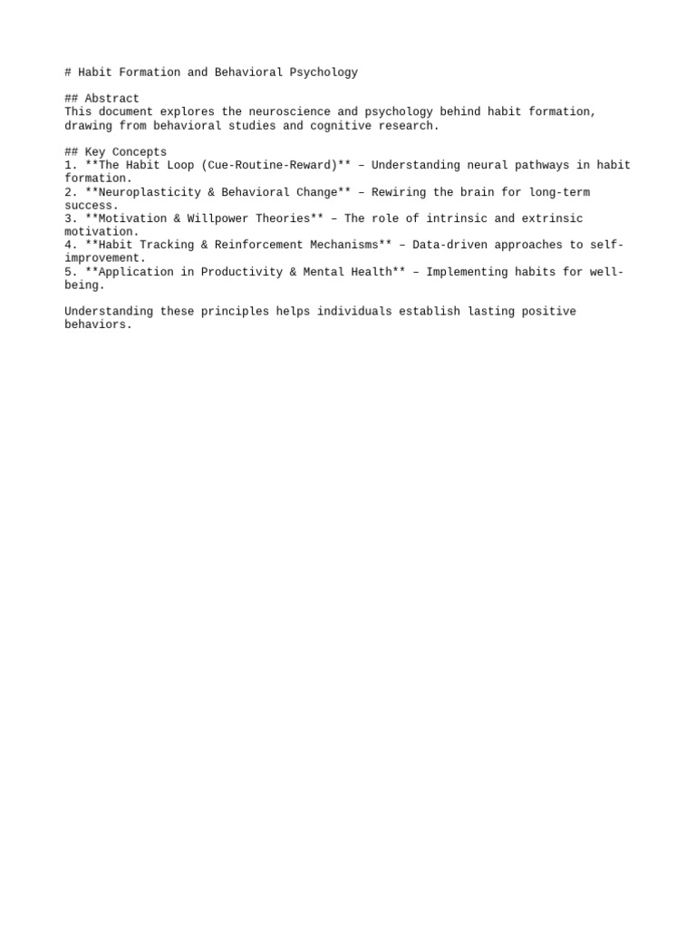 10 Habit Formation and Behavioral Psychology | PDF