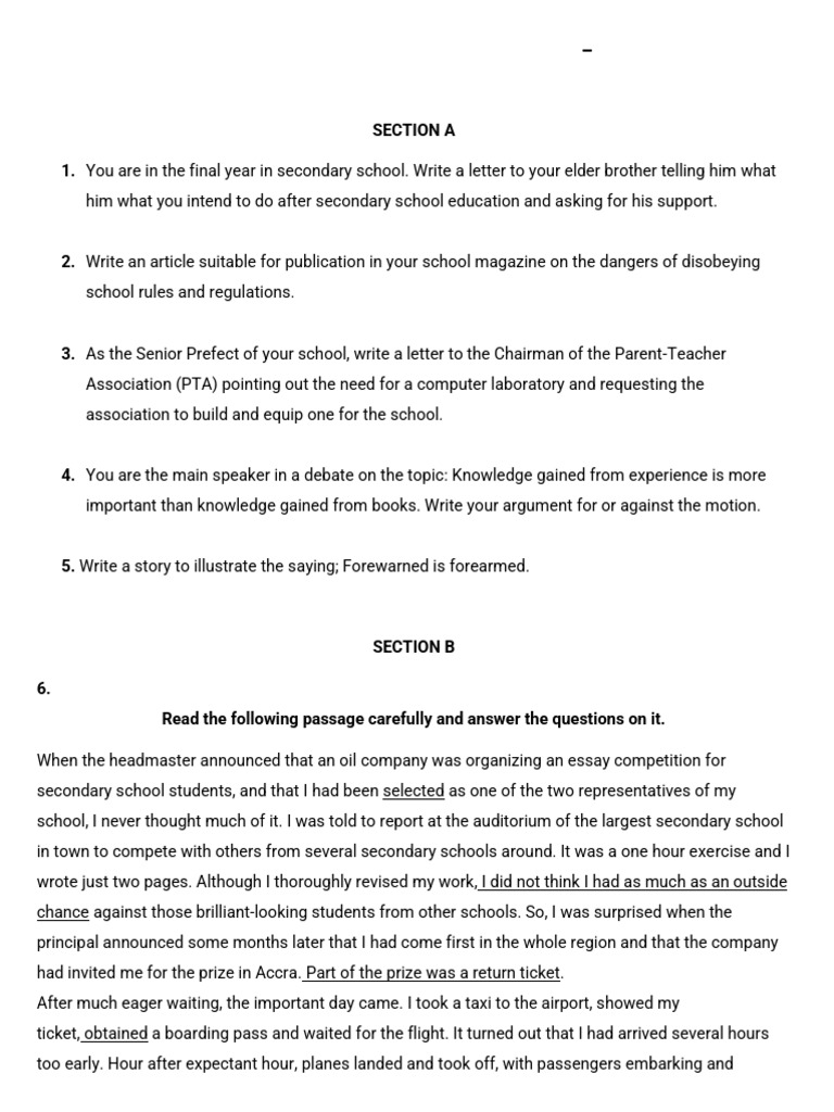 2018 WASSCE (June) English Language Paper Two - Essay | PDF | Foods ...