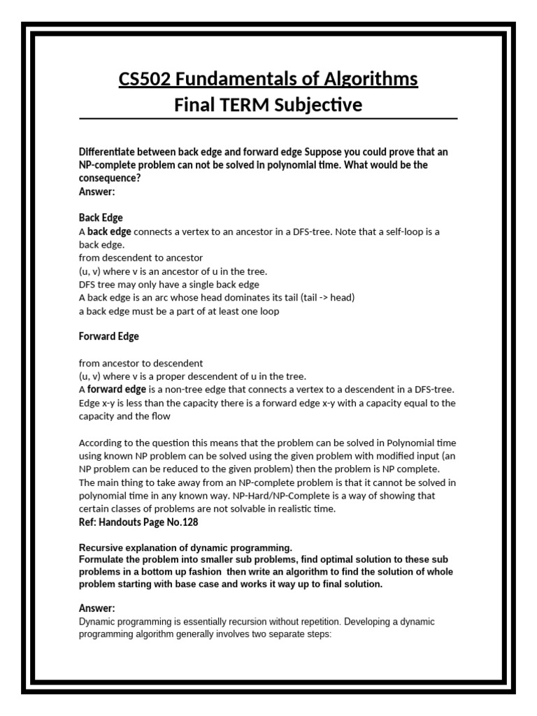 CS502 Finalterm Subjective Solved | PDF | Discrete Mathematics | Combinatorics