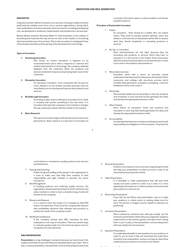Types and Principles of Innovation | PDF | Innovation | Consumer Behaviour