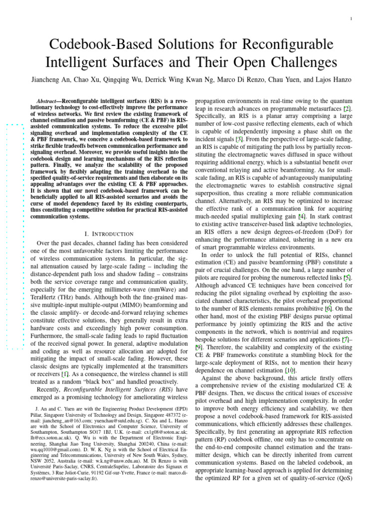 Codebook-Based Solutions For Reconfigurable | PDF | Mimo ...