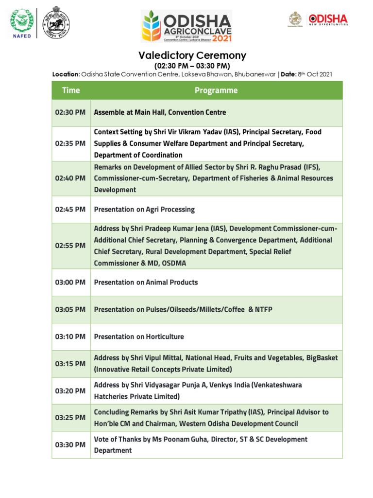 Odisha Agri Conclave 2021 - M2M - Valedictory - R1 | PDF