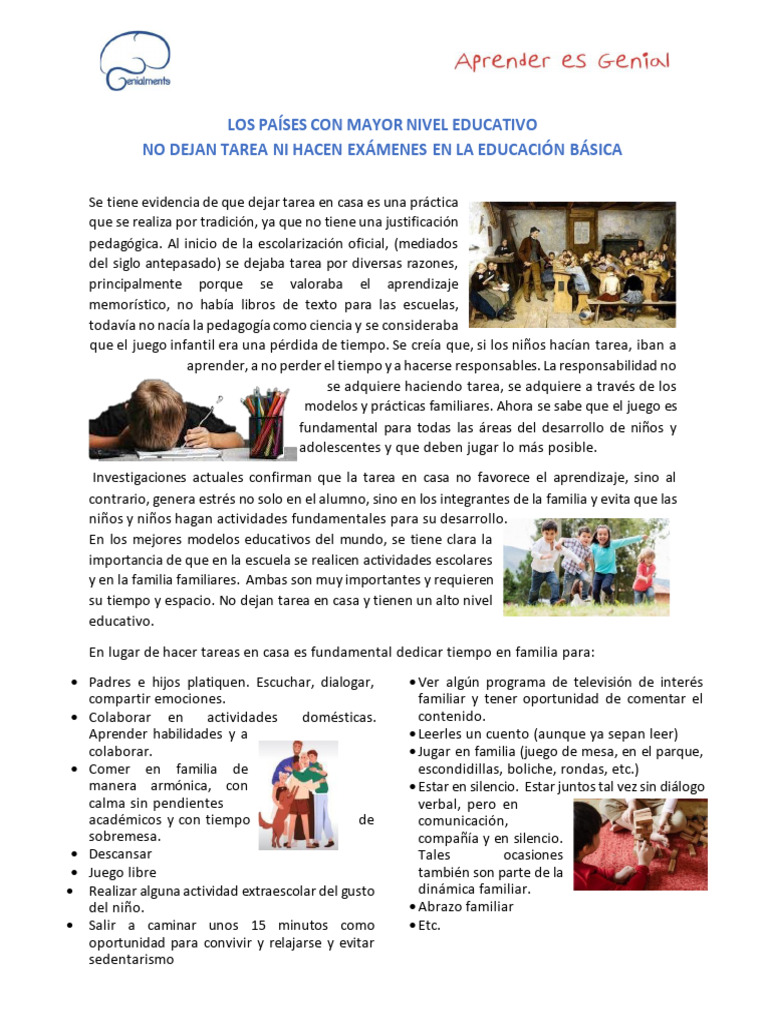 IMPORTANCIA DE NO DEJAR TAREA | PDF | Escuelas | Aprendizaje