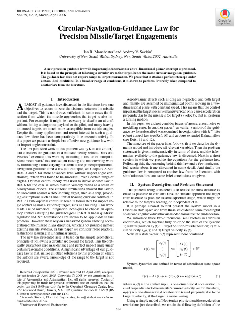 Circular Navigation Guidance for Missiles | PDF | Circle | Euclidean Vector