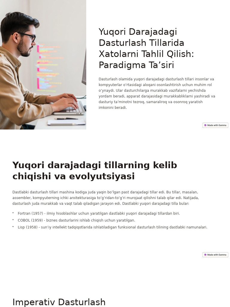 Yuqori Darajadagi Dasturlash Tillarida Xatolarni Tahlil Qilish Paradigma Tasiri | PDF