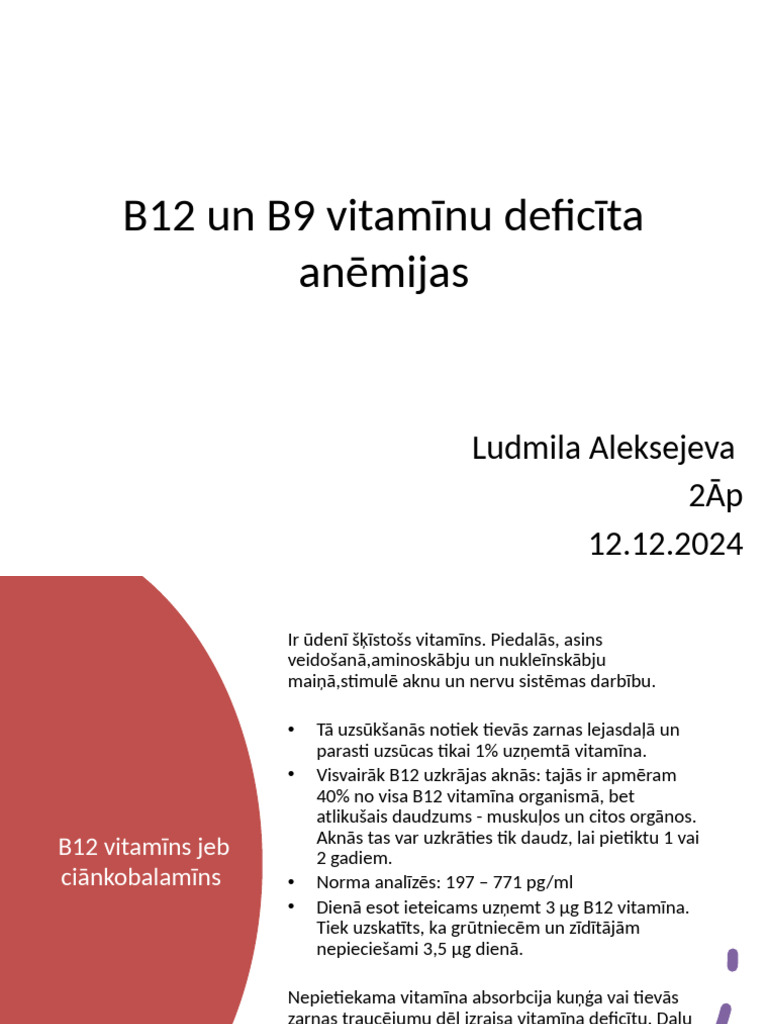 B12 B9 Vitamin Ludmila Aleksejeva | PDF