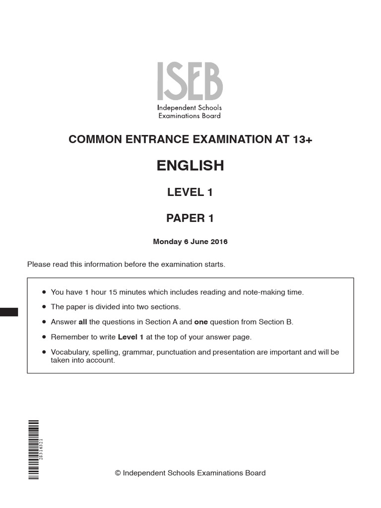 13 English Level 1 Paper 1 | PDF