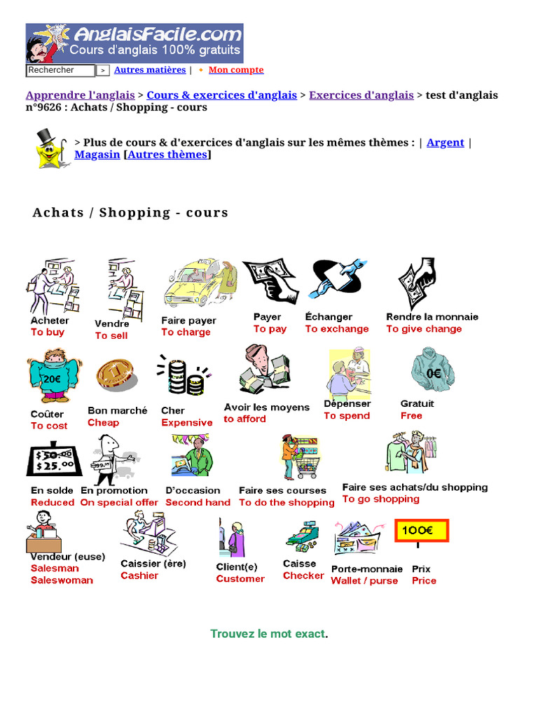 Achats - Shopping-Anglais | PDF