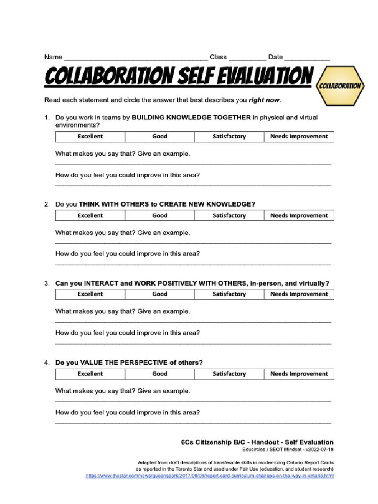 Collaboration Self Evaluation | PDF