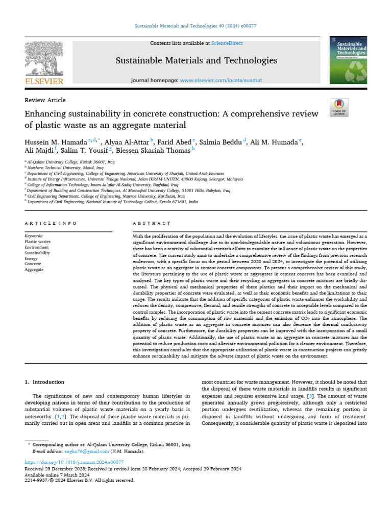 Sustainable Materials and Technologies | PDF | Concrete | Plastic