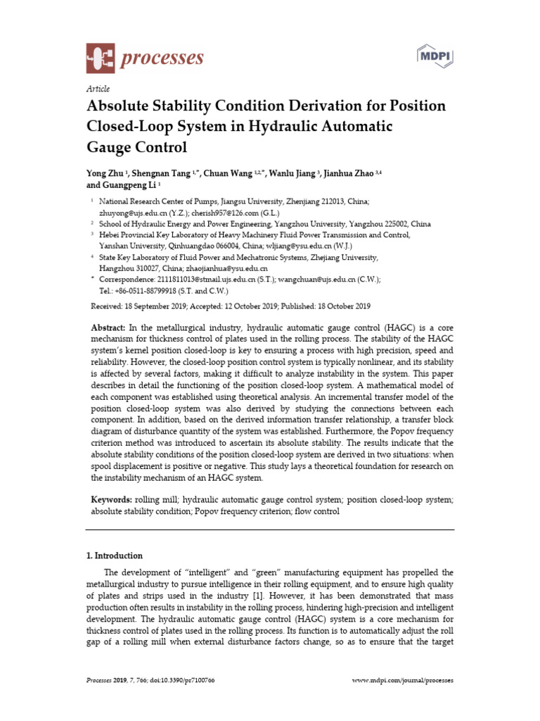 Absolute Stability Condition Derivation For Positi | PDF | Feedback ...