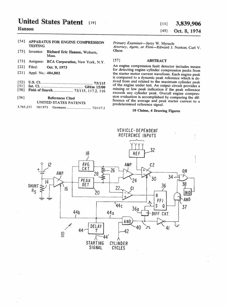 US3839906 Apparatus For Engine Compression Testing | PDF | Amplifier ...
