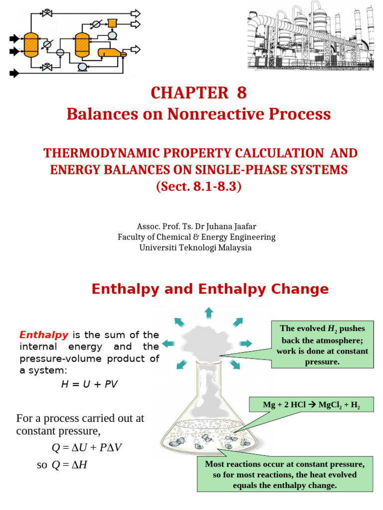 Lecture Note Chap_8.1-8.3_1819I (3) [Autosaved] | PDF | Enthalpy | Gases