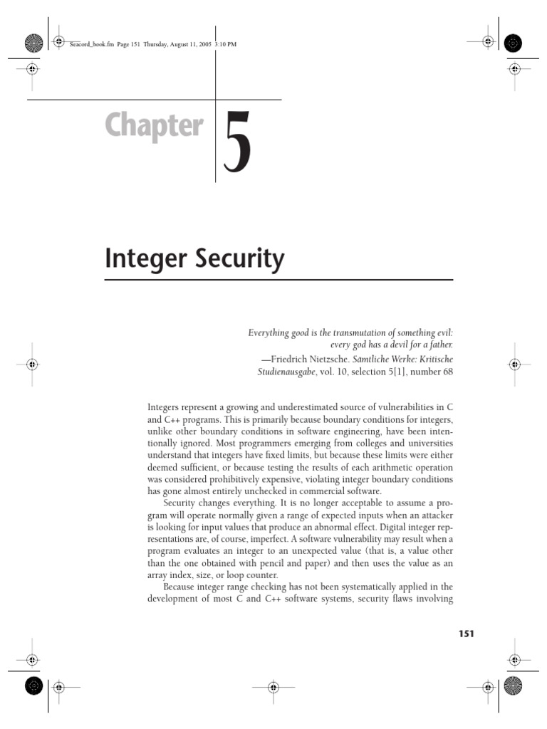 Integer Overflow Bug Prevention Chapter 5 Seacordbookfm Pdf Integer Computer Science