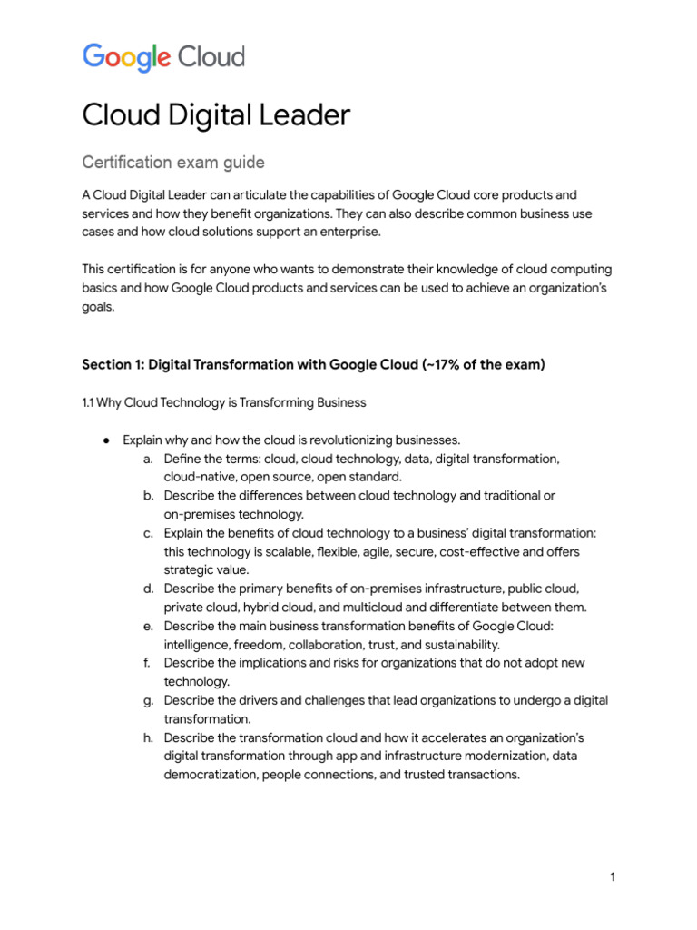 Cloud Digital Leader Exam Guide English | PDF | Cloud Computing | Artificial Intelligence