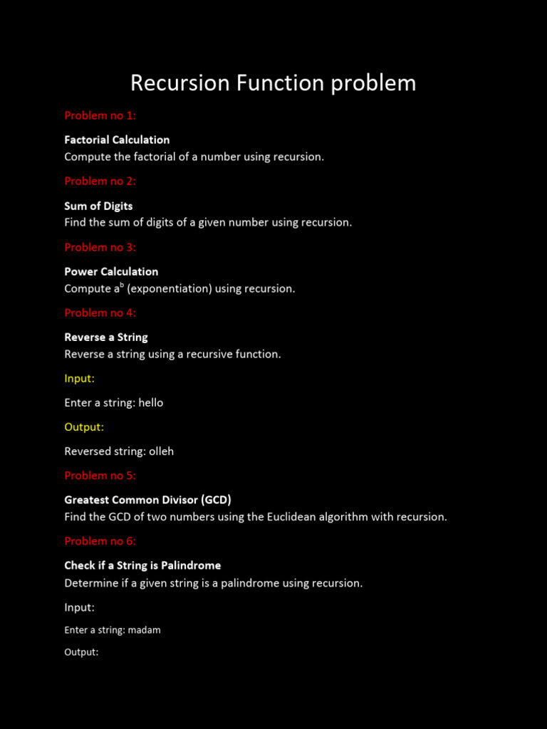 Recursion Function Problem | PDF
