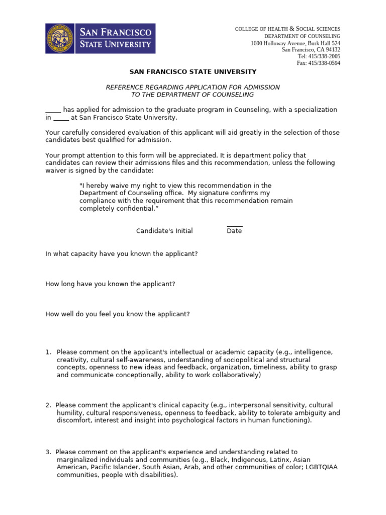 Recommendation Form (Revised) | PDF | Psychology | Behavioural Sciences