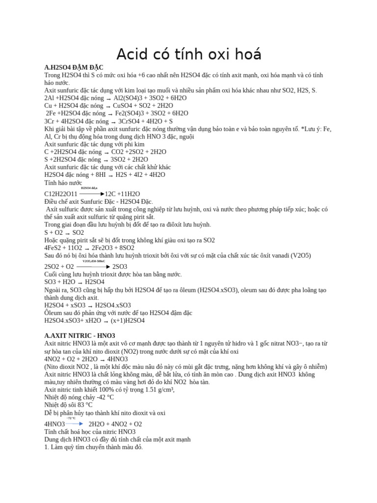 Axit sunfuric đặc | PDF