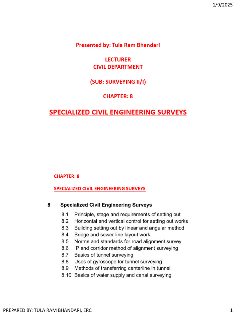 Specialized Civil Engineering Survey | PDF