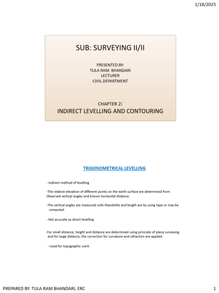 2. Indirect Levelling and Contouring | PDF | Surveying | Geometry