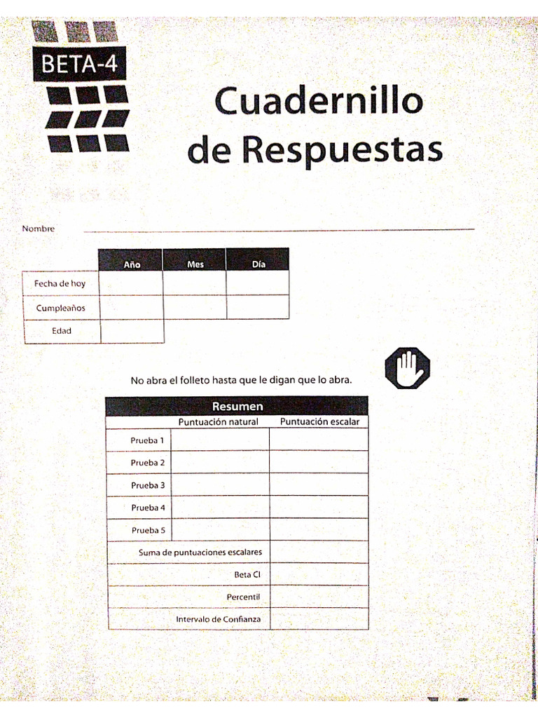 Cuadernillo de Aplicación Beta 4 | PDF