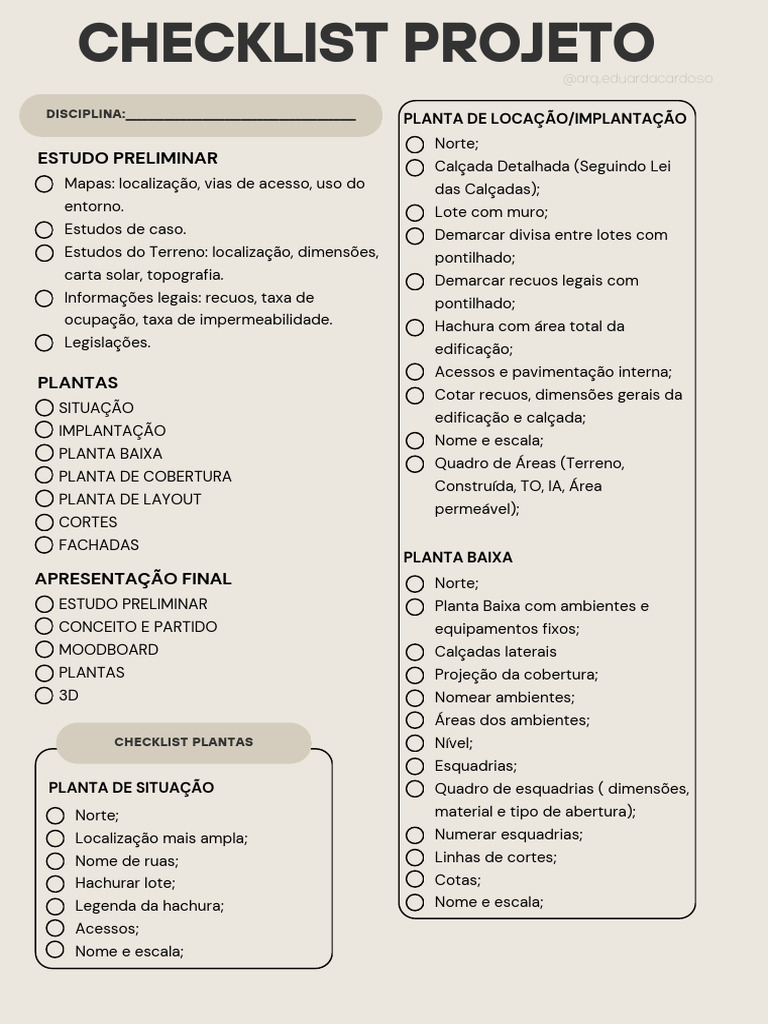 Checklist PROJETO | PDF