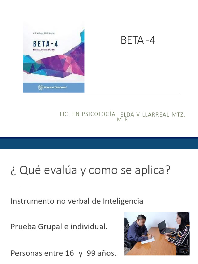 Beta 4 | PDF | Escala de inteligencia para adultos de Wechsler | Inteligencia