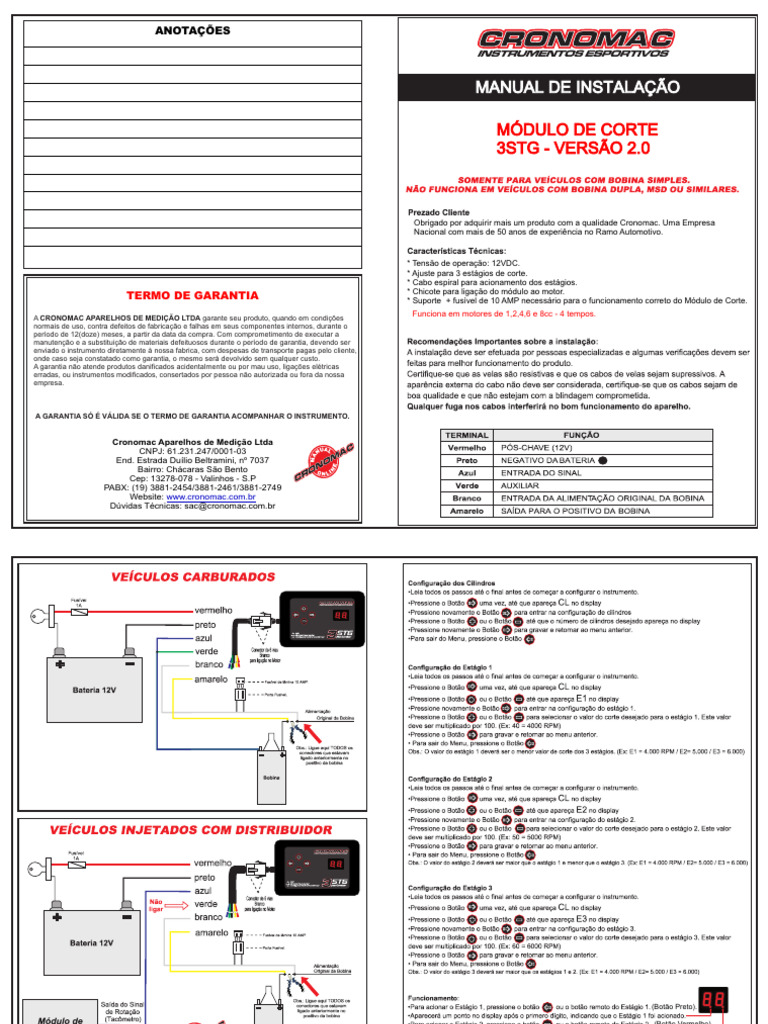 Manual Módulo de Corte 3STG Versão 2 ONLINE | PDF