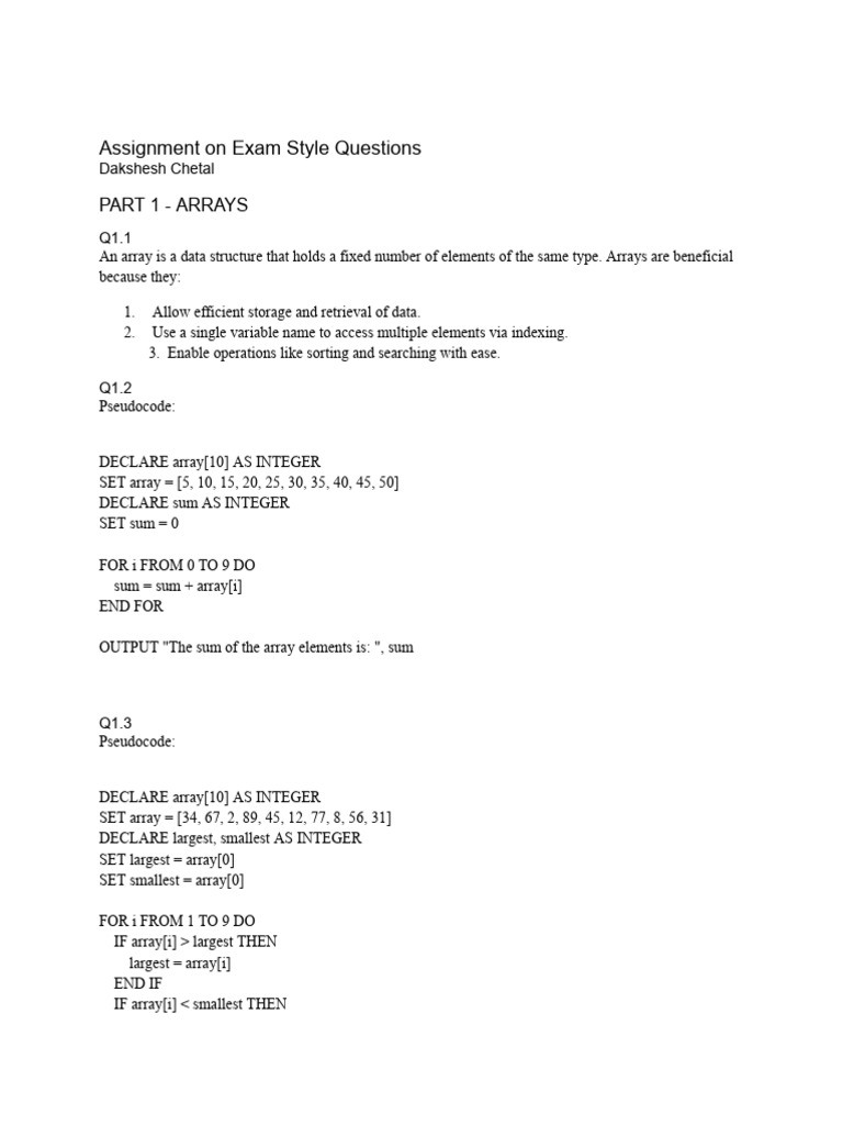 Assignment On Exam Style Questions | PDF | Algorithms | Computing