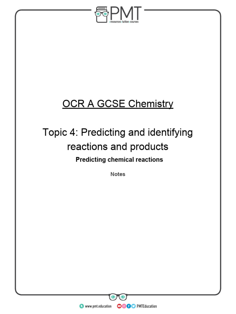 GCSE Chemistry: Reaction Predictions | PDF | Materials | Condensed ...