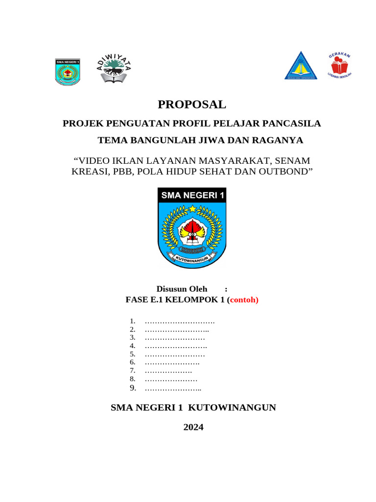 Contoh Proposal P5 Tema Bangunlah Jiwa Dan Raganya | PDF
