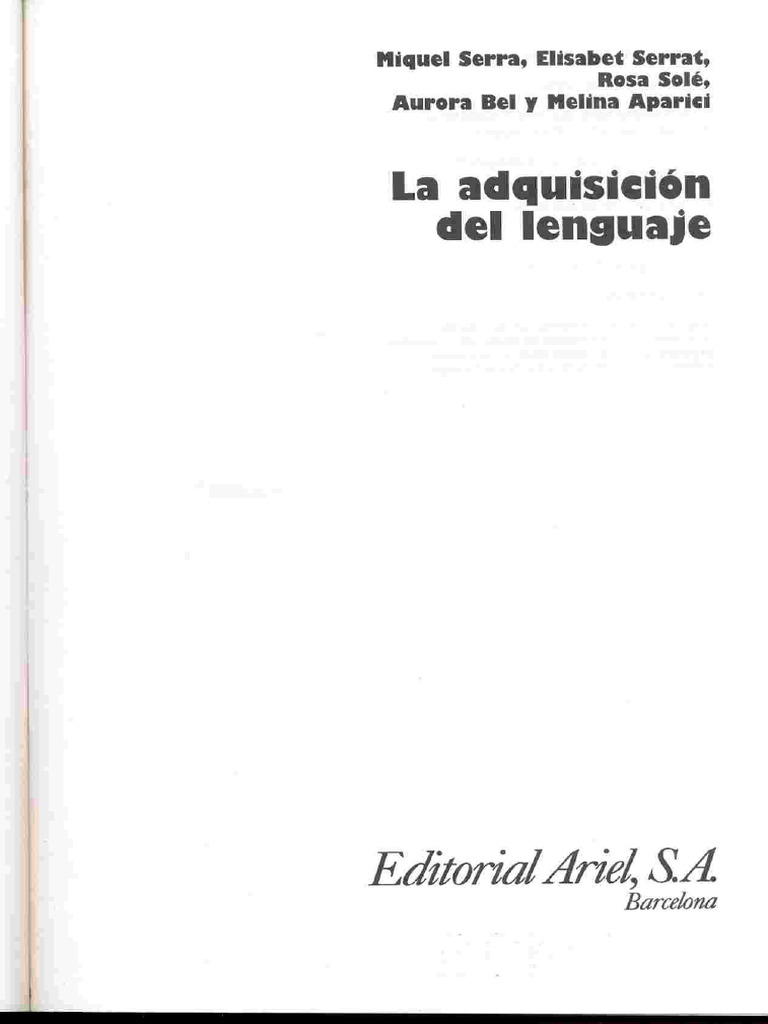 La Adquisicion Del Lenguaje Miquel Serra Et Al | PDF